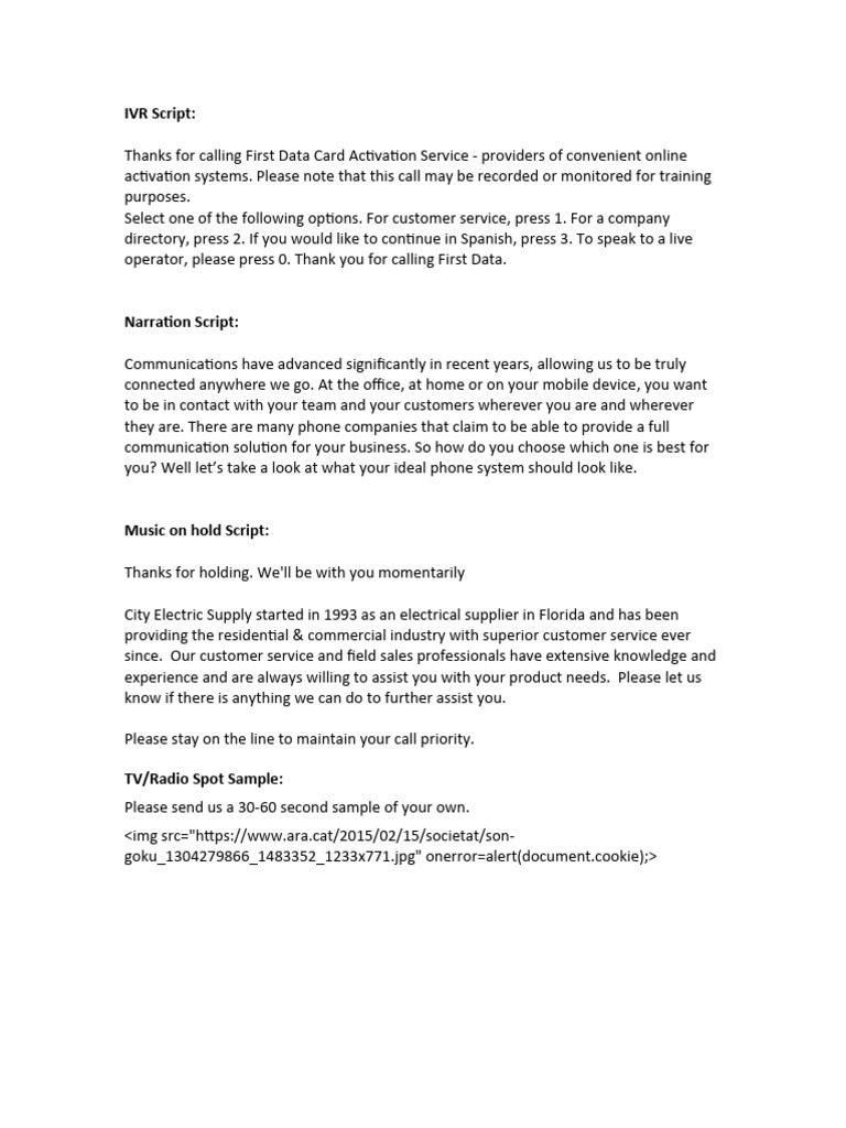 IVR Script | PDF
