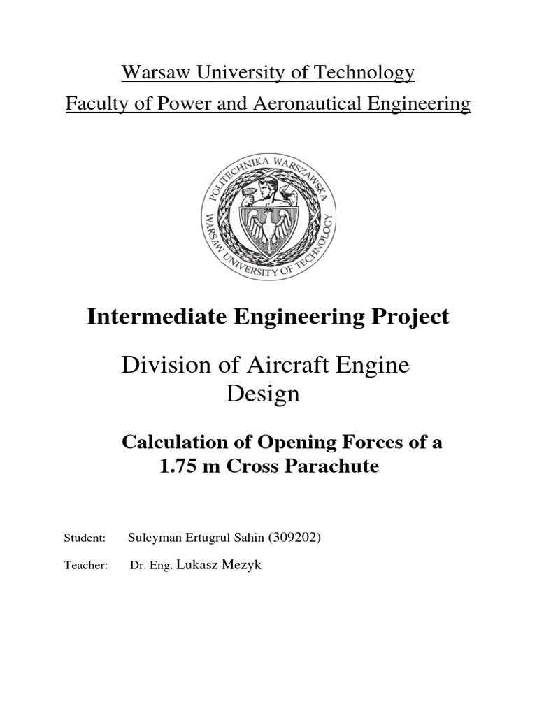 Opening Shock Calculations of A Parachute | PDF | Parachute | Force