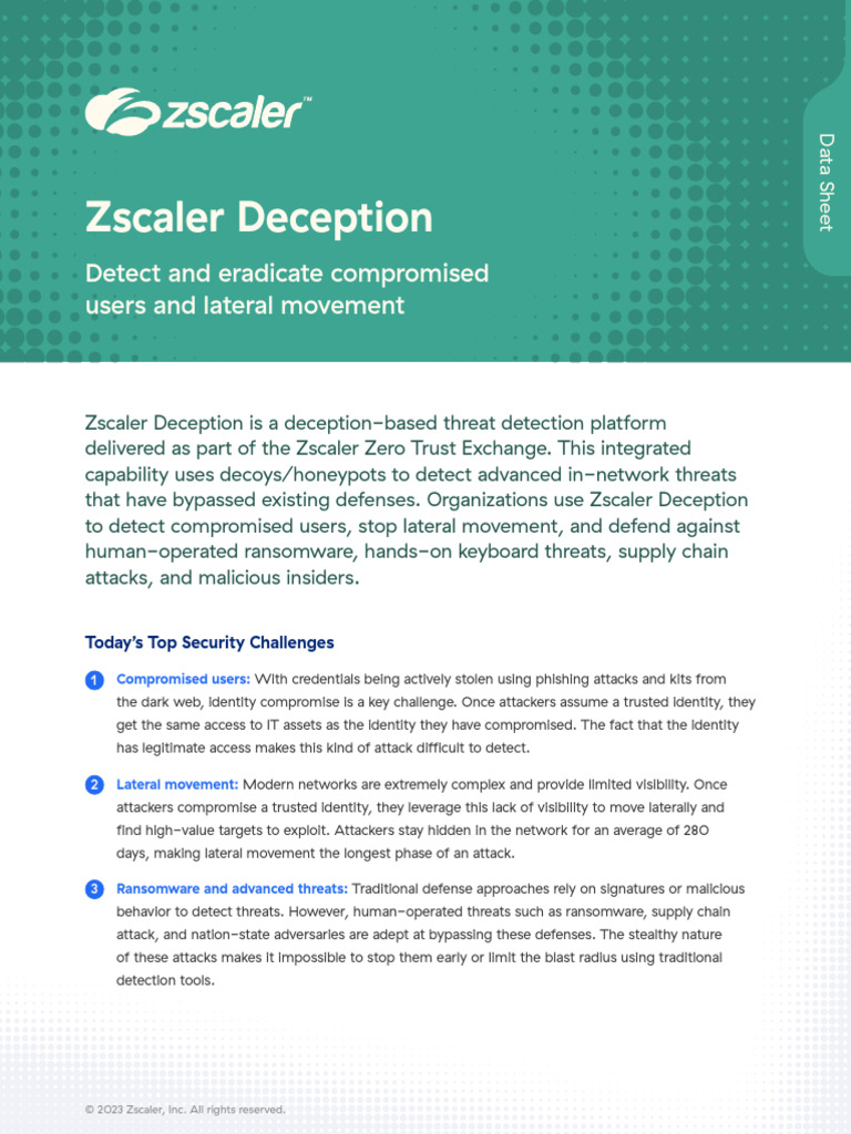 Zscaler Deception | PDF | Ransomware | Malware