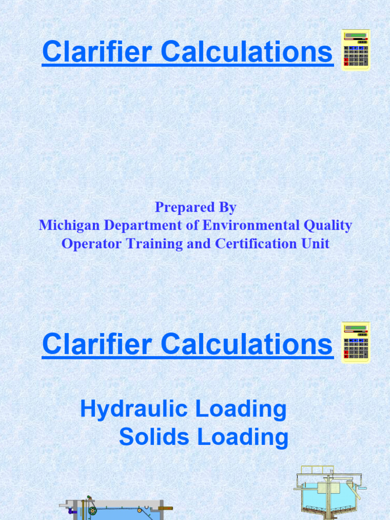 Clarifier Design and Loading Calculations | PDF | Area | Volume