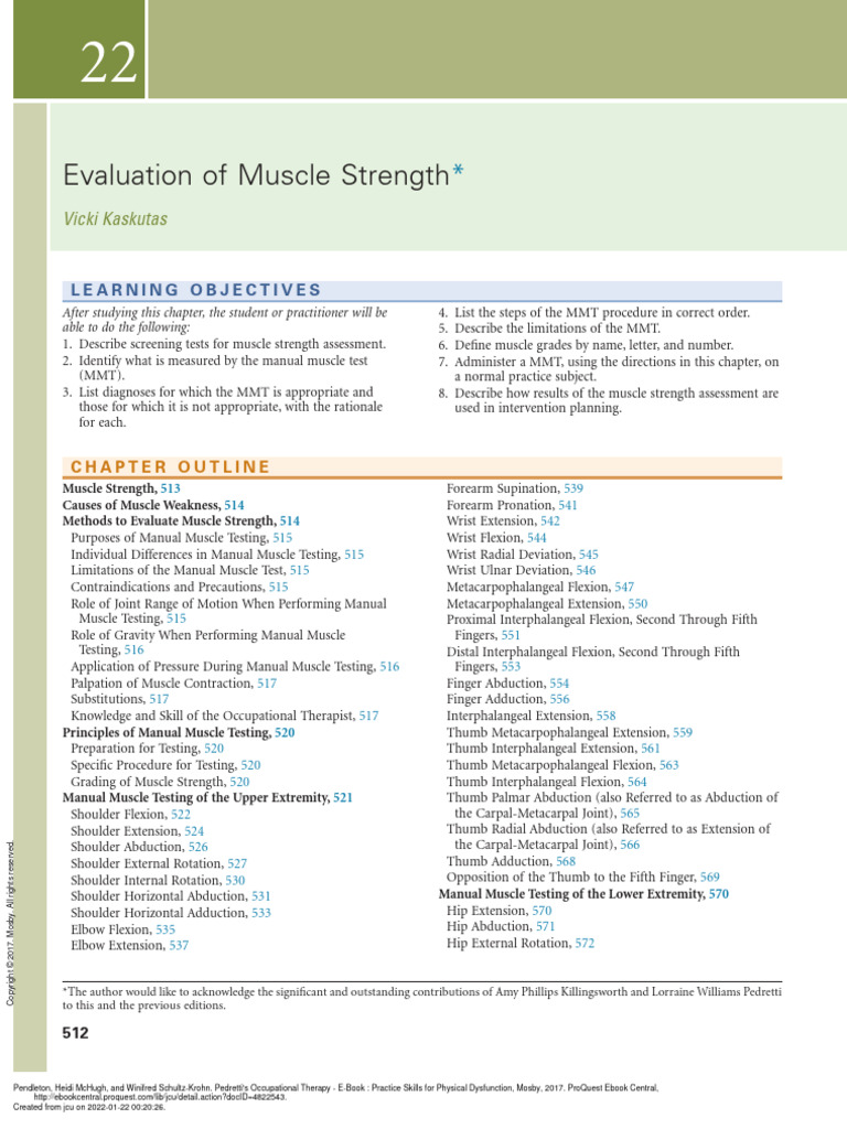 Pedretti's Occupational Therapy - Ebook Practice ... - (22 Evaluation of Muscle Strength) | PDF ...
