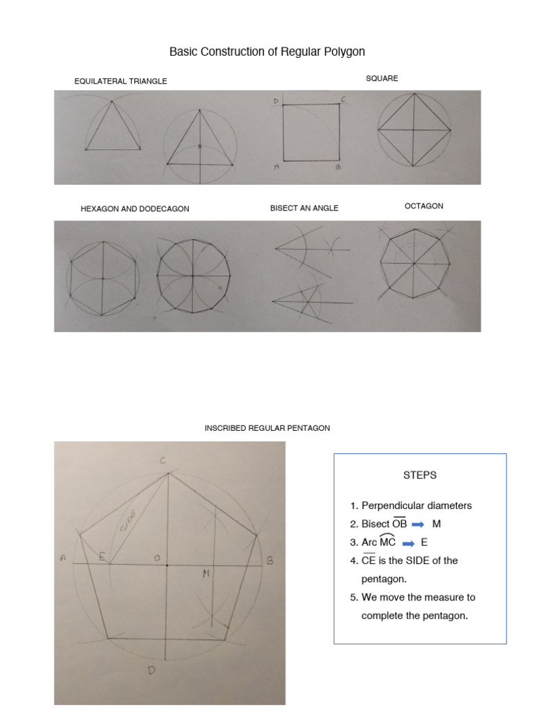 Basic Construction of Regular Polygon | PDF