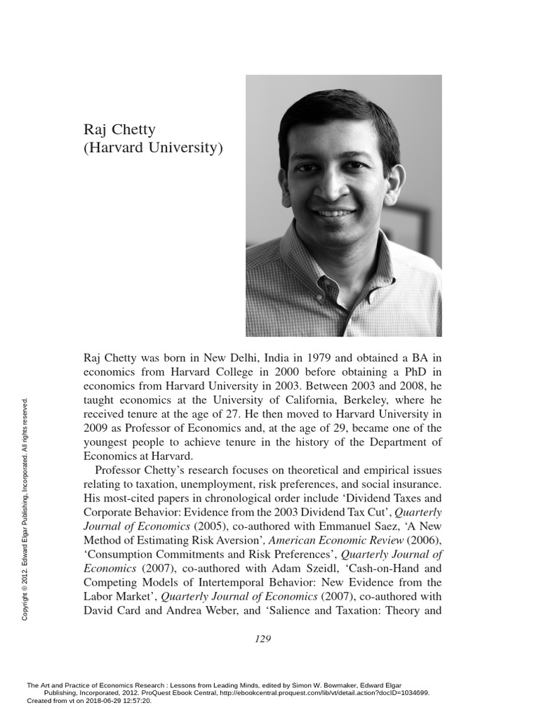 Raj Chetty: Harvard Economist Insights | PDF | Economics | Taxes