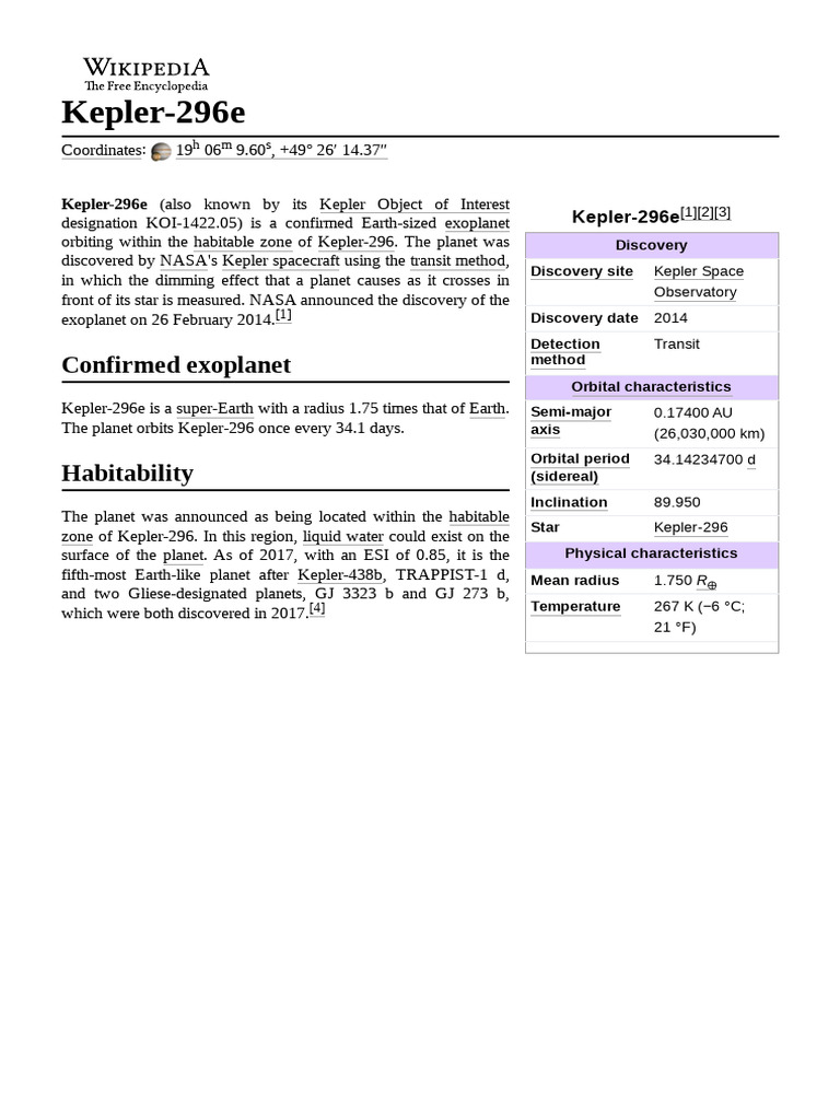 Kepler 296e | PDF | Exoplanet | Substellar Objects