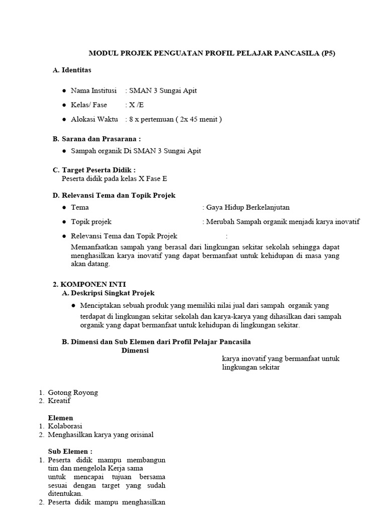 Modul Projek Penguatan Profil Pelajar Pancasila | PDF | Seni