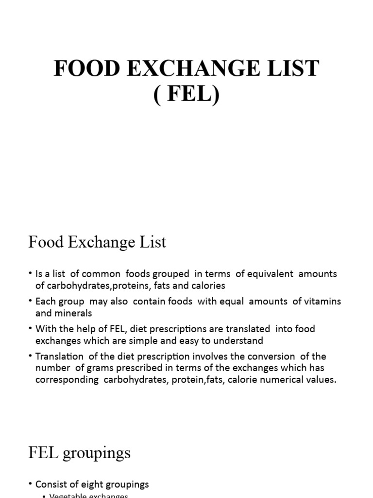 Food Exchange List Overview | PDF