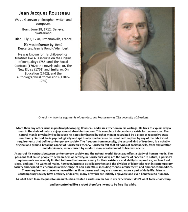 Rousseau's Philosophy on Freedom | PDF | Jean Jacques Rousseau ...