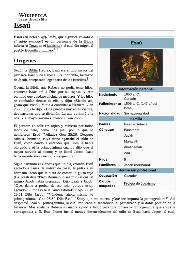 Esaú | PDF | Libro del Génesis | Gente de la Torá