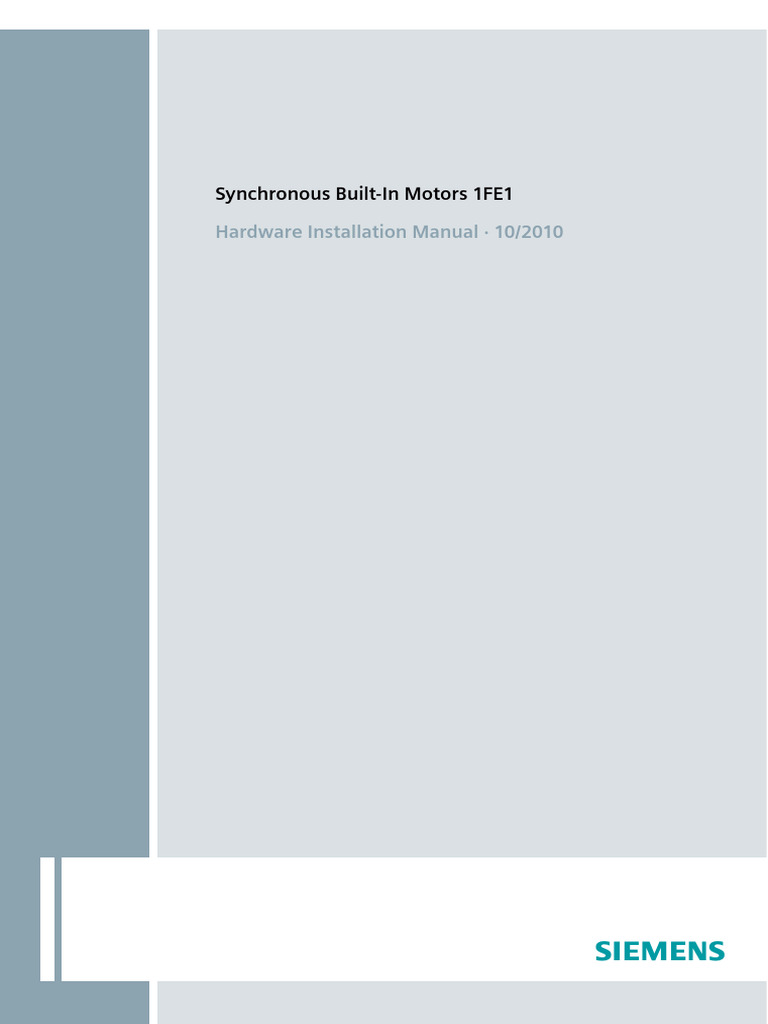 Synchronous Built-In Motors 1FE1: Hardware Installation Manual 10/2010 | PDF | Electrostatic ...