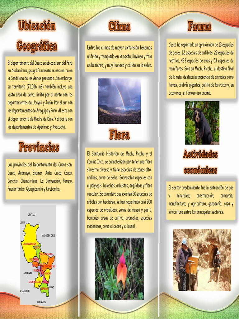 Triptico de Cusco | Descargar gratis PDF | Andes | Perú