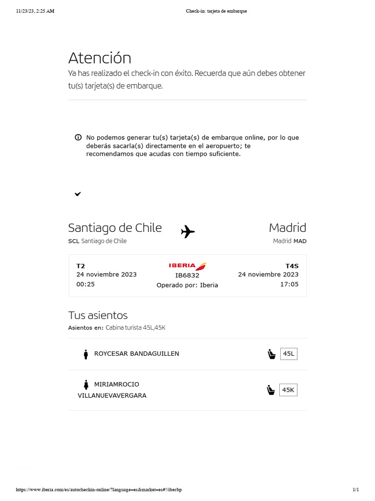 Check-in_ tarjeta de embarque | PDF