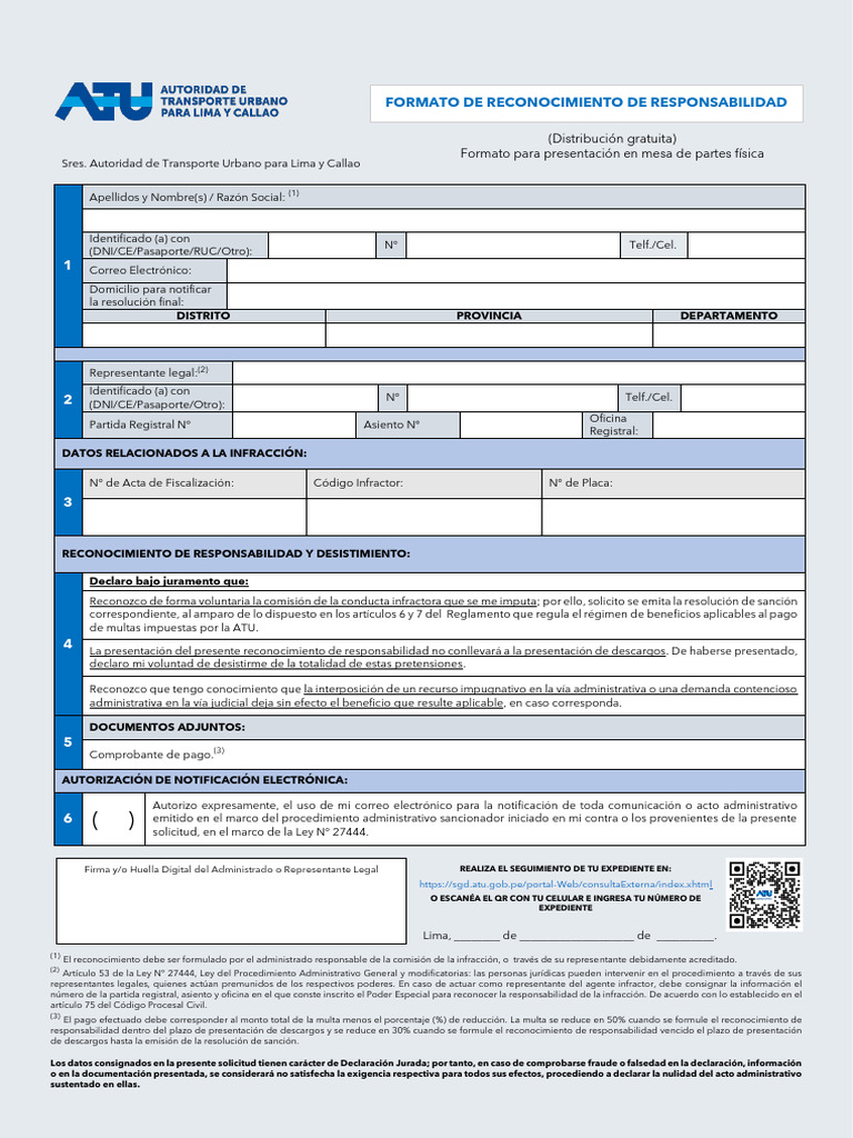 FORMATO DE RECONOCIMIENTO DE RESPONSABILIDAD vf20.09 (R) (R) (R) (R) (R) (R) | PDF | Multa (pena ...