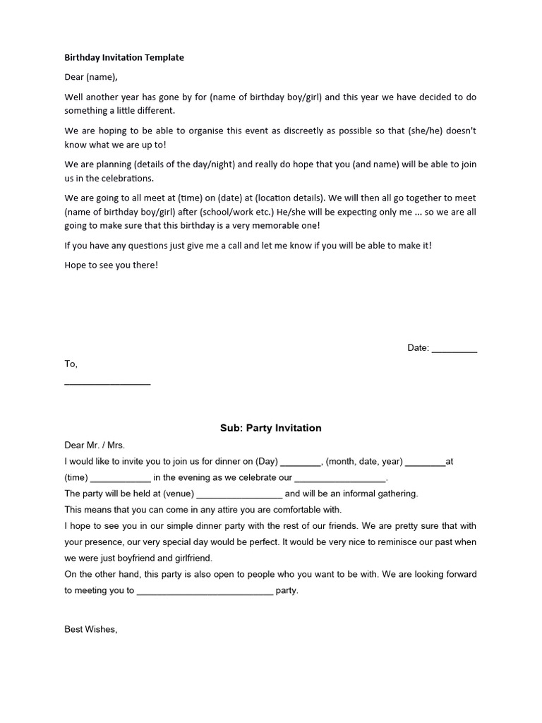 Invitation and Declining A Party | PDF