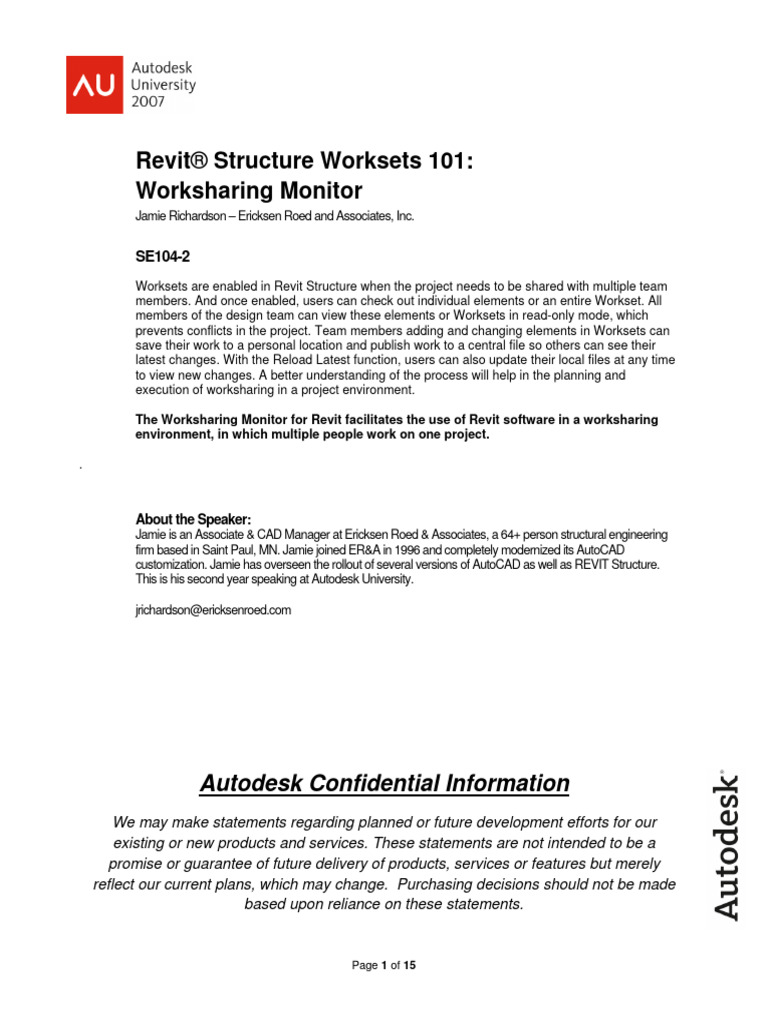 Revit Structure Worksets 101 - Worksharing Monitor | PDF | Autodesk Revit | Computer File