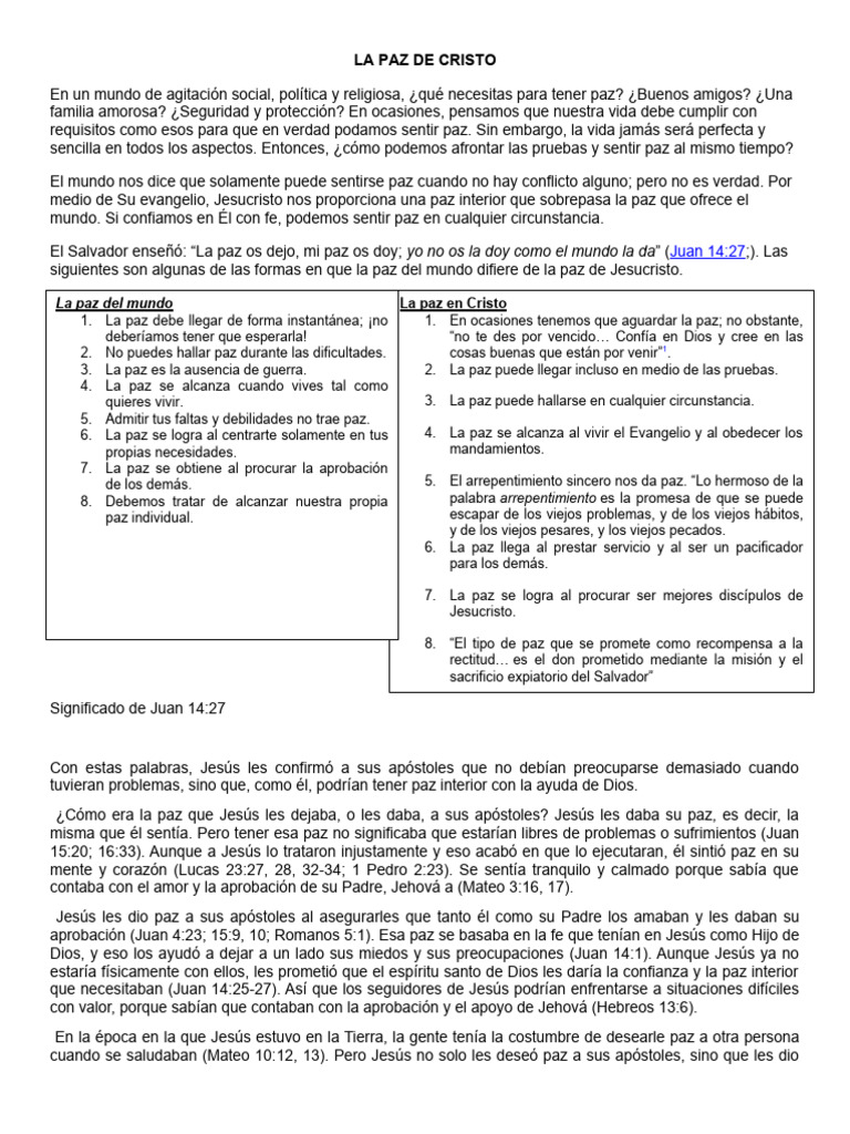 Tema La Paz de Cristo | PDF | Jesús | Paz