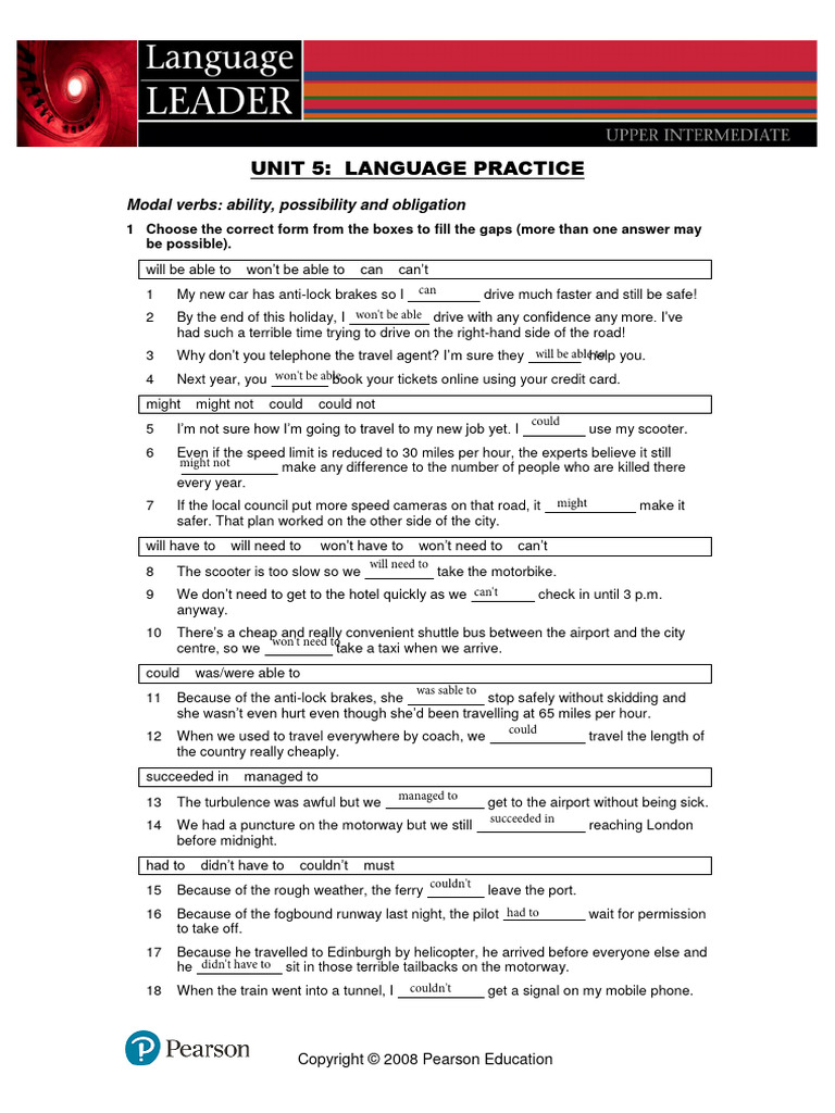 Unit 5 Language Practice Done and Checked | PDF | Transport
