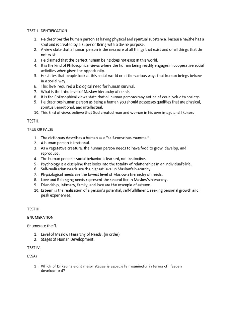 NSTP Test | PDF | Love | Psychology