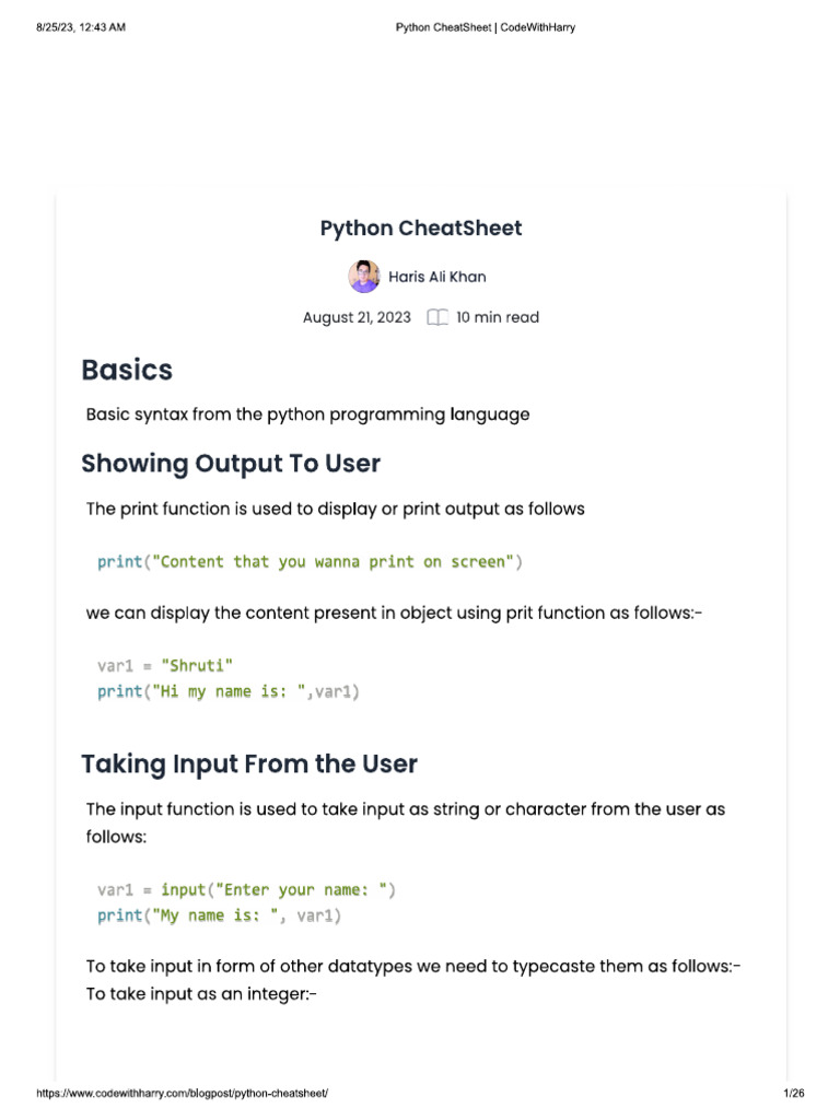Cheatsheet Python Pdf 