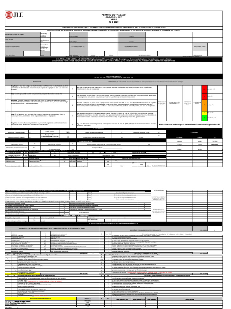 GDE-FT-01-SST-Permisode Trabajo JLL VER 5 | PDF