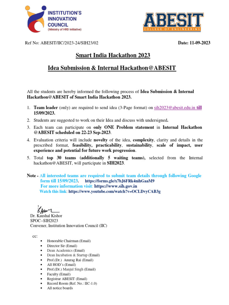 SIH 2023 Idea Submission Guidelines | PDF | Automation | Application ...