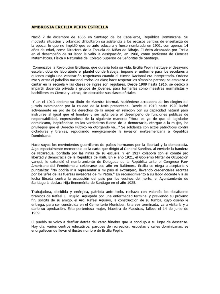 Biografia Ercilia Pepin | PDF