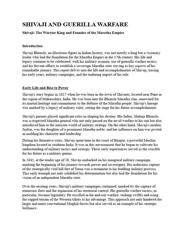 Shivaji and Guerilla Warfare | PDF | Guerrilla Warfare | Military Strategy