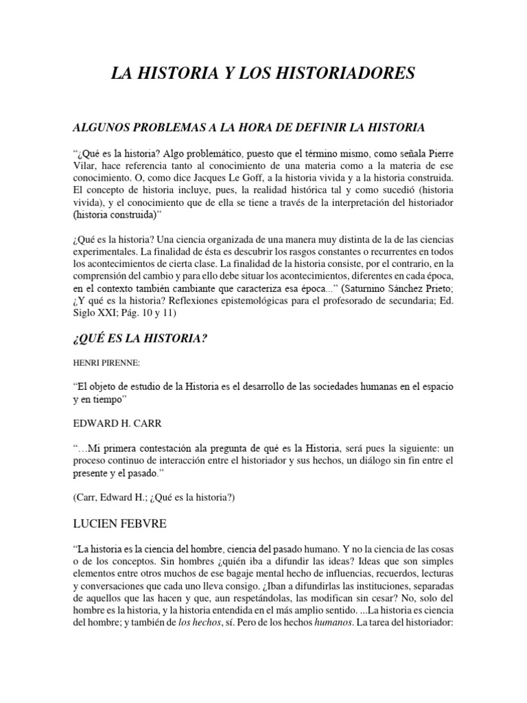 Definición y utilidad de la historia | PDF | Conocimiento | Historiador