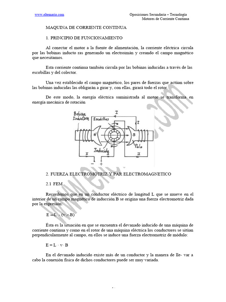 Teoria de Motores de Corriente Continua | PDF | Inductor | Motor eléctrico