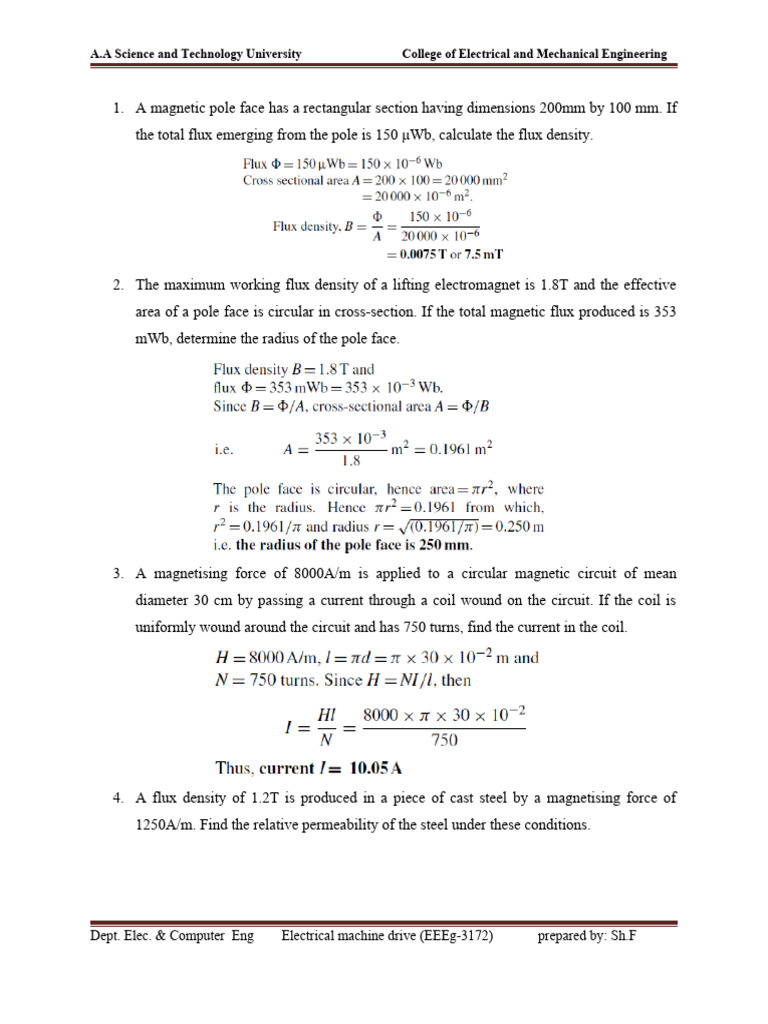 Machine Work Sheet With Answer | PDF | Transformer | Inductor