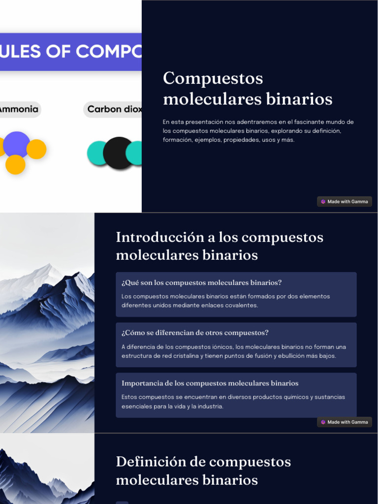 Compuestos Moleculares Binarios: Guía Completa | PDF | Compuestos ...