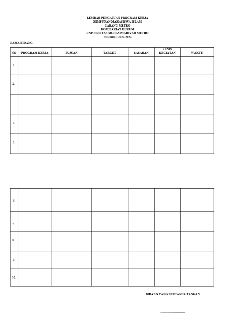 Lembar Pengajuan Program Kerja | PDF Lembar Pengajuan Program Kerja | PDF