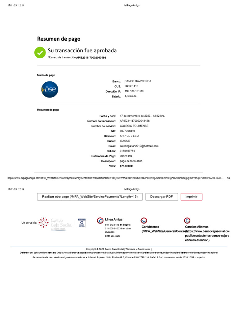 Pago de Formulario Samuel | PDF