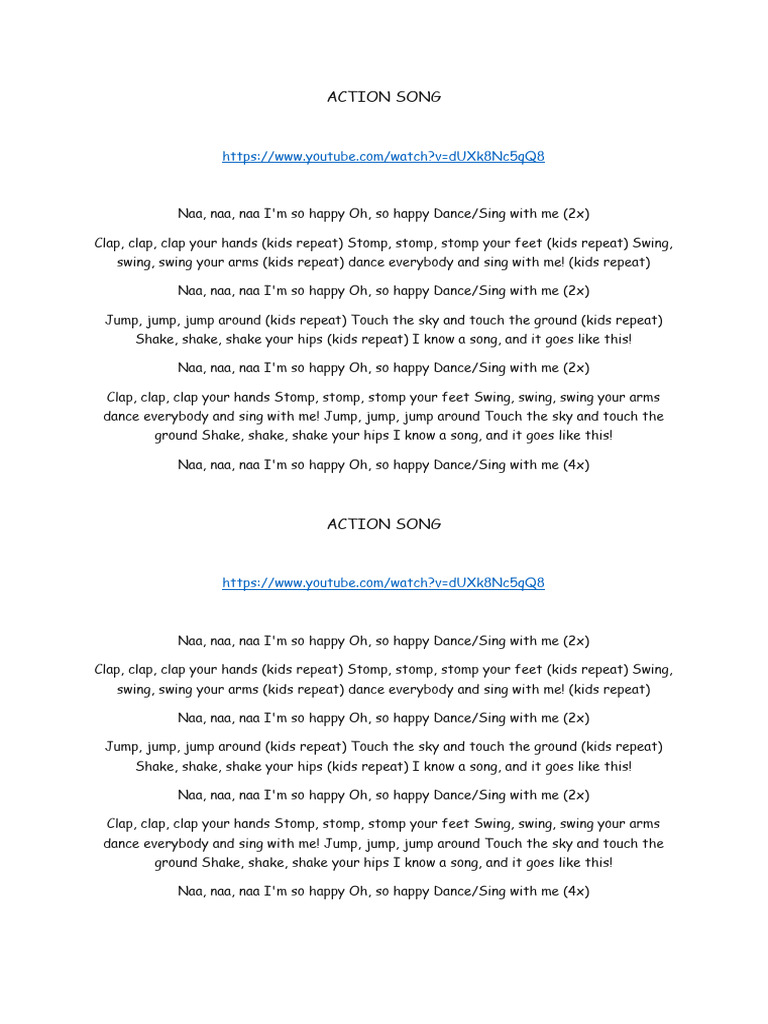 Lesson 4 Action Song | PDF | Art