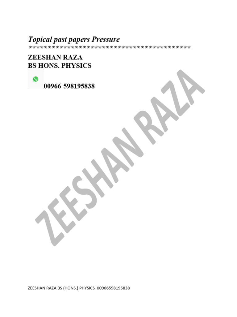 Zeeshan Raza: Physics Past Papers | PDF | Sports & Recreation | Wellness