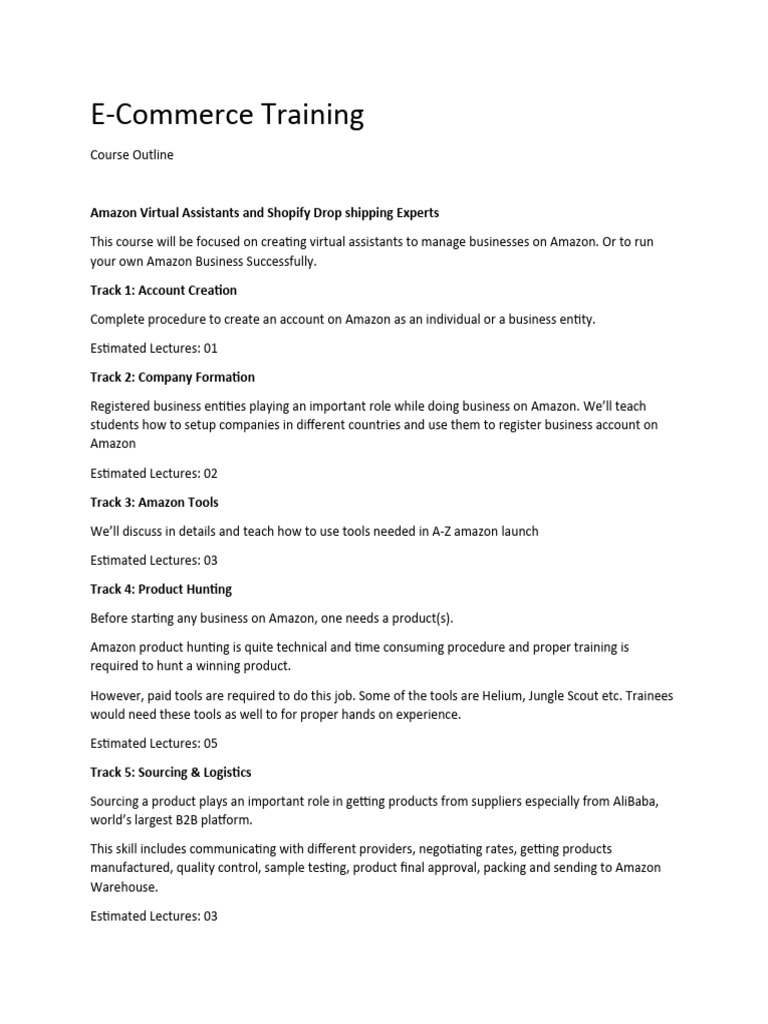 E-Commerce Training Course Outline | PDF | E Commerce | Alibaba Group