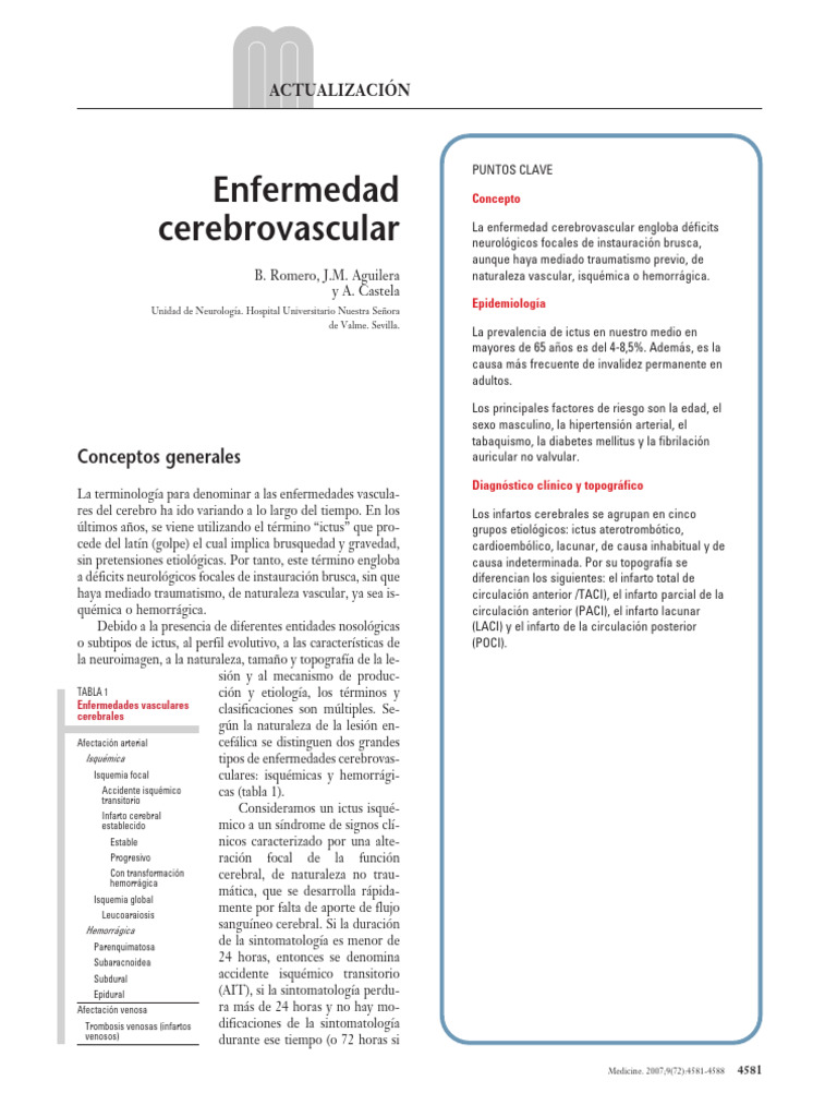 Enfermedad Cerebrovascular | PDF | Carrera | Isquemia
