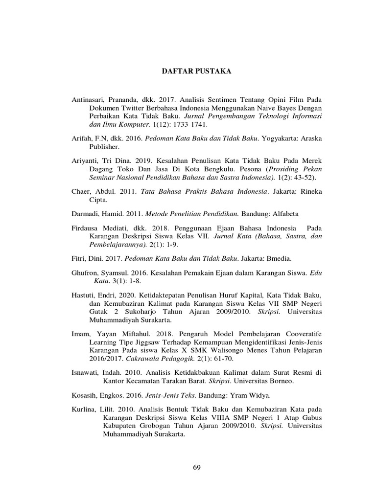 Daftar Pustaka Analisis Bahasa Indonesia | PDF | Karier & Perkembangan