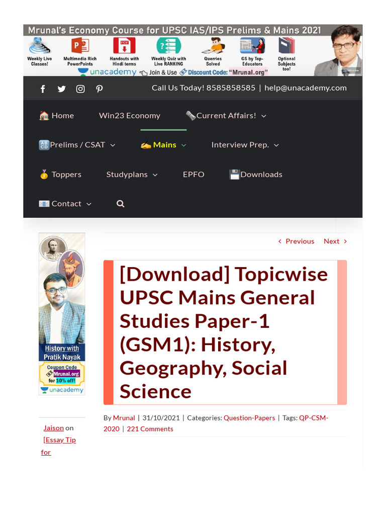 UPSC GSM1 Topicwise Questions Guide | PDF | Mahatma Gandhi | Himalayas