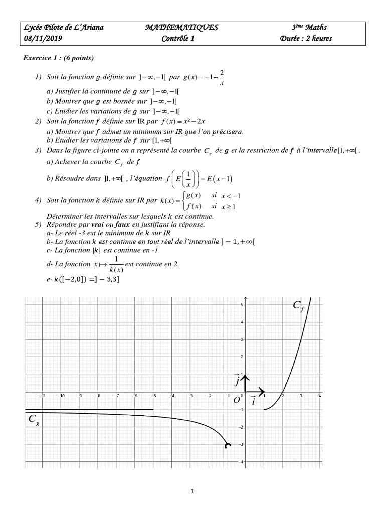 Devoir-De-Contr - Le-N1-2019 LPA | PDF | Mathématiques | Analyse mathématique