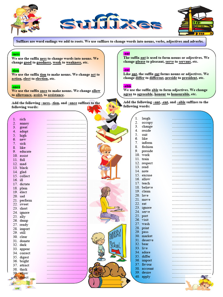 Suffixes With Answers | PDF | Adjective | Noun