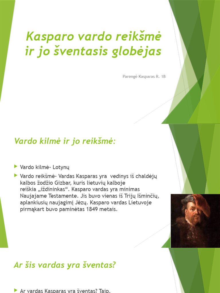 Šventas Vardas Kasparas R. 1B | PDF