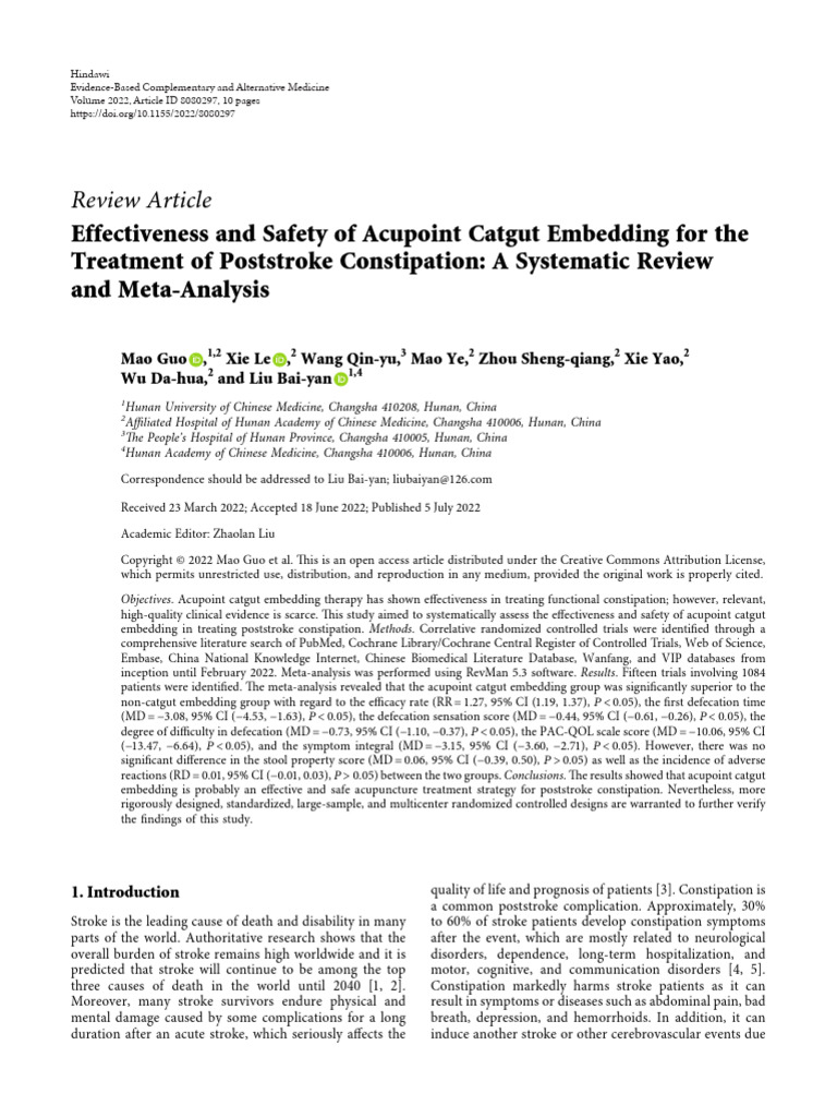 Effectiveness and Safety of Acupoint Catgut Embedding For The | PDF | Systematic Review ...