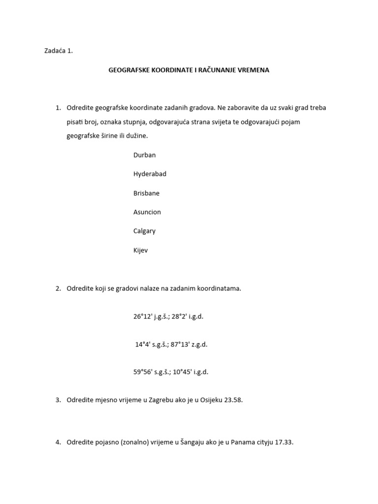 Geografske Koordinate 1 | PDF