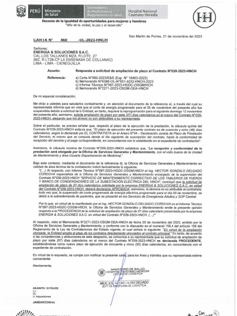 Carta N°460-Ol-2023-Hnch | PDF