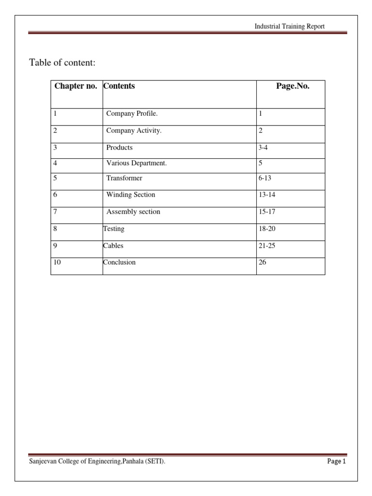 Table of Content New - Docx New | PDF | Transformer | Insulator ...