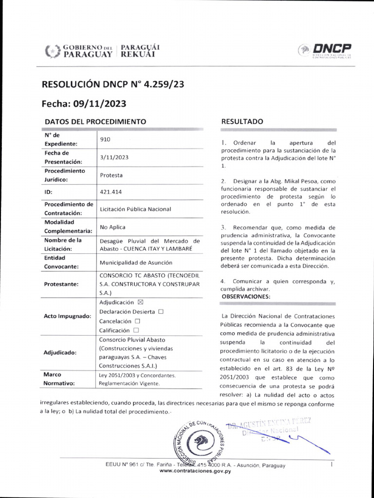 Res DNCP 4259 23 | PDF | Conceptos legales | Consentimiento