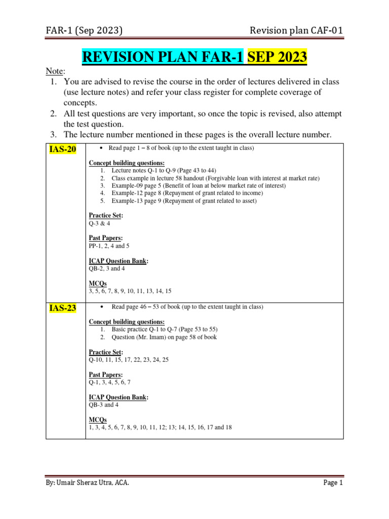 FAR-1 Revision Plan for CAF-01 | PDF | Computers | Technology & Engineering