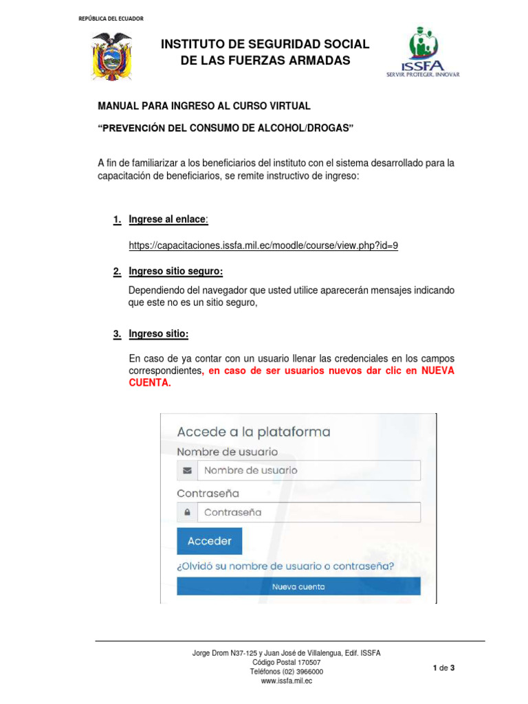 Guía de Acceso al Curso Virtual ISSFA | PDF | Industrias de servicio | Software