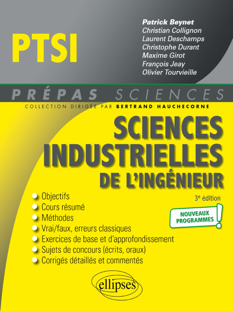 Ellipses Science Industrielle de Lingenieur PTSI 3ed Programme 2021 | PDF
