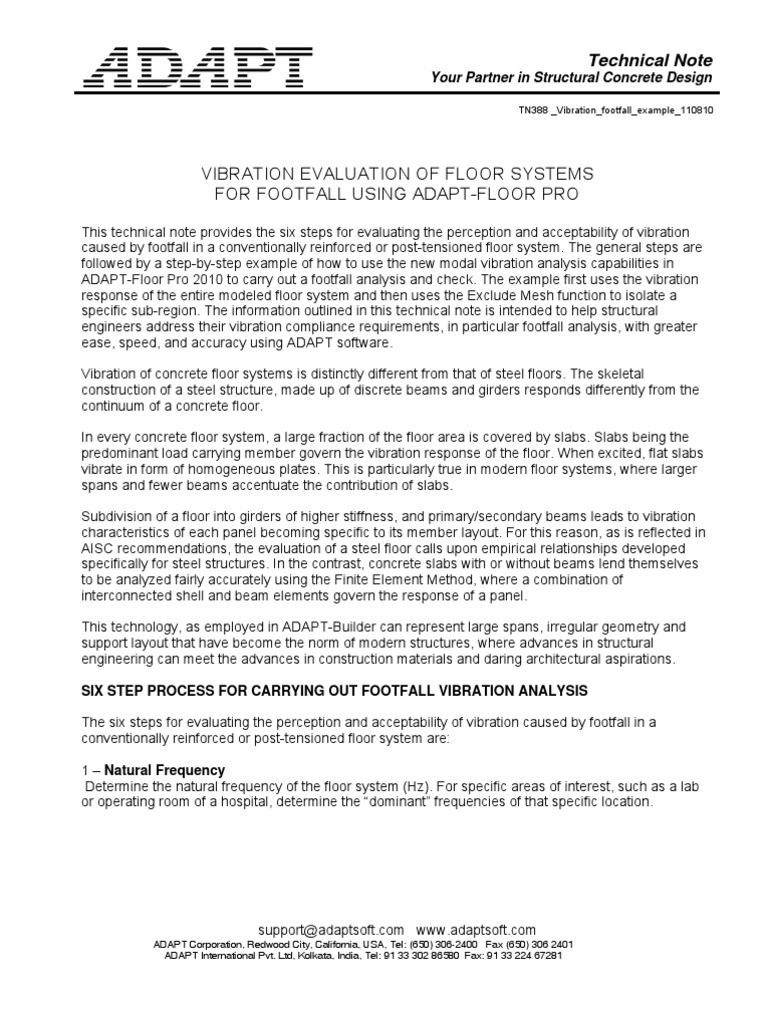 ADAPT TN388 Vibration Footfall Example | PDF | Classical Mechanics ...